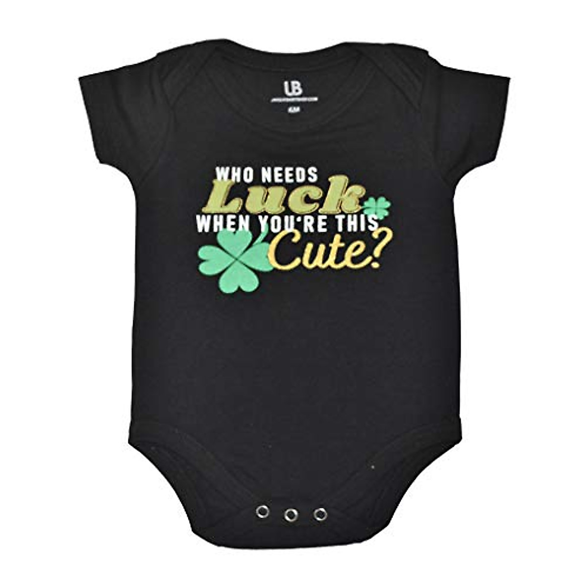 Unique Baby Unisex Who Needs Luck St Patrick's Day Romper Outfit (12m, Luck)