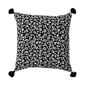 Textured Woven Animal Pattern Square Throw Pillow Black/Cream