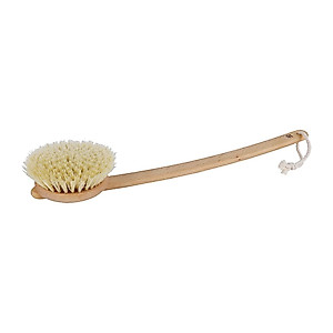 Redecker 100% Made in Germany Round Tampico Fiber Bath Brush with Extra-Long Oiled Beechwood Handle, 18-1/2-Inches