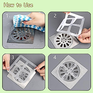Disposable Shower Drain Hair Catcher Mesh Stickers, Floor Drain Sticker, Disposable Drain Hair Catcher, Bathroom, Laundry, Bathtub, Kitchen, Sink, for Human and pet Hair (50pcs)