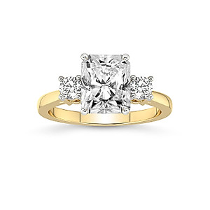 FRIENDLY DIAMONDS 3 ct IGI Certified Radiant Shape Lab Grown Diamond Ring Women's Day Gift | 14K Or 18K White, Yellow Or Rose Gold | Intricacy Three Stone Diamond Ring |FG-VS1-VS2 Quality