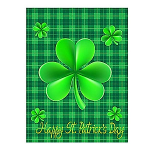 St Patricks Day Garden Flag,Happy St Patrick's Day Flag Double Sided 12x18, Shamrock Green Buffalo Plaid Outdoor Flags Lucky Clovers Happy St Patty's Day Irish House Flag Yard Banners for Home Lawn