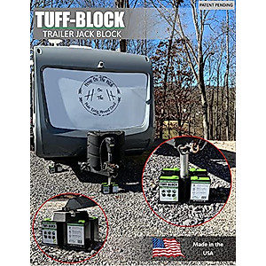 TUFF-Block by Dock N Stow Trailer Jack Blocks for RV Camper, 5th Wheel, Boat | Works w/Any Tongue Jack, Post, Scissor Stabilizer or Foot (Round or Square) | Stand Supports 10,000 lbs | Orange Stops
