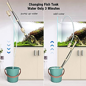 bedee Electric Aquarium Gravel Cleaner, Fish Tank Vacuum Gravel Cleaner, 6 in 1 Automatic Aquarium Vacuum Cleaner Kit for Water Changing & Wash Sand with Adjustable Water Flow, DC 12V, 18W【Beige】