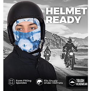 Tough Headwear Black Balaclava Ski Mask - Summer Motorcyle Face Mask, Bike Mask & Shiesty Mask for Men & Women - Blue/White