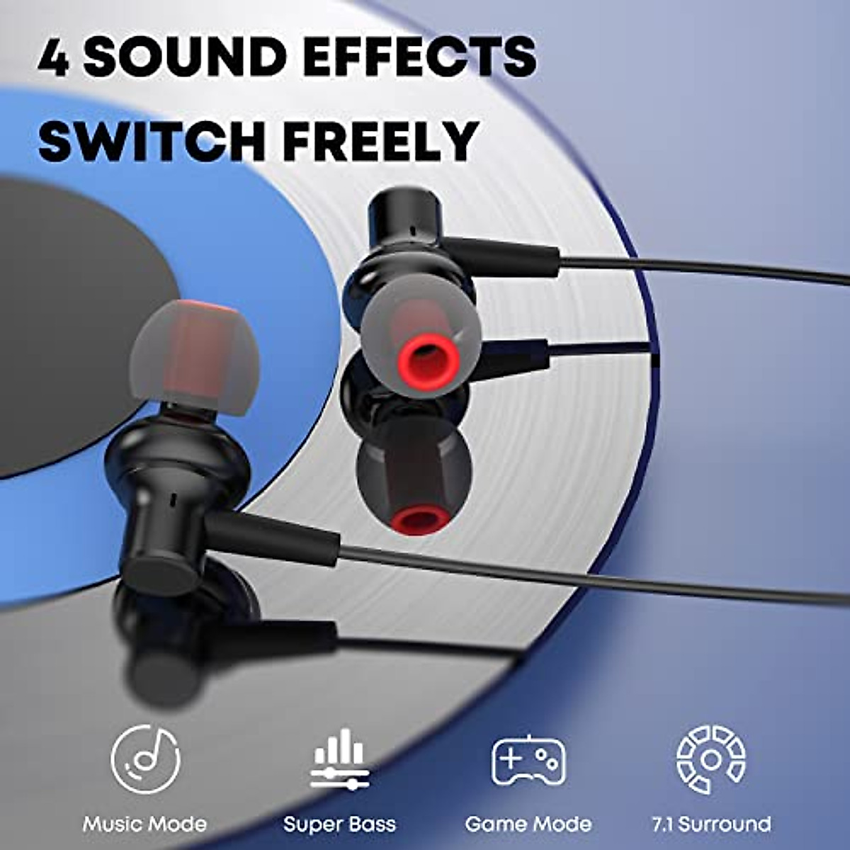 USB Type C Headphones with Super Bass and 7.1 Surround, 4 Sound Effects&Karaoke Mode in Ear Earphones Wired Earbuds for Samsung Galaxy S22 S21 S20 Ultra Plus Note20, iPhone 15 15Pro 15Pro Max iPad Pro