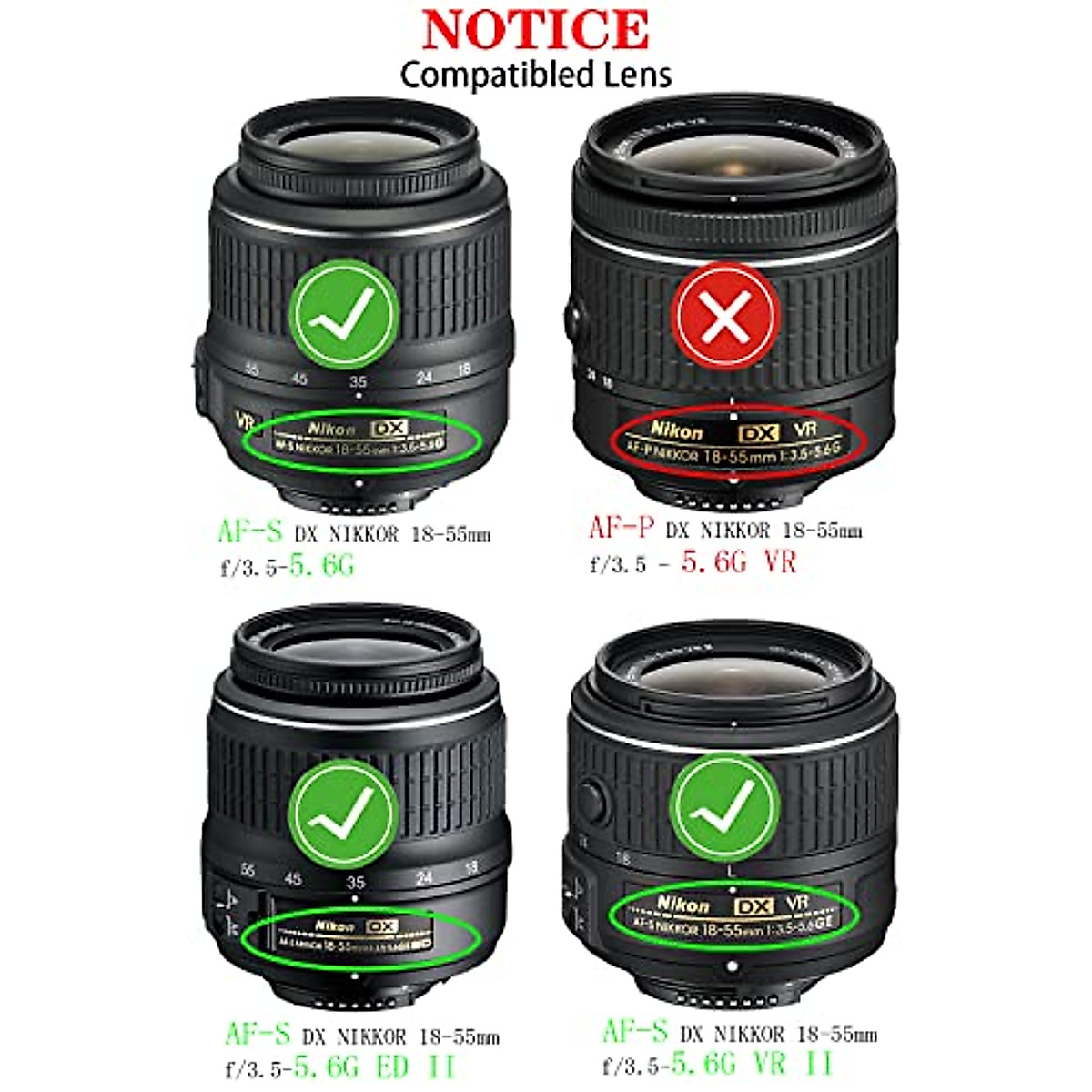 52mm Lens Cap Compatible for Nikon AF-S(Not AF-P) DX 18-55mm f3.5-5.6G ED/VR/VR II,AF(Not AF-S) Nikkor 50mm f/1.8D,AF(Not AF-S) 50mm f/1.4D[2 Pack]