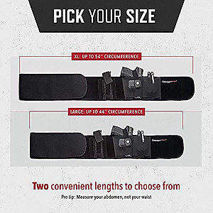 ComfortTac Ultimate Belly Band Gun Holster for Concealed Carry | Compatible with Smith and Wesson, Shield, Glock 19, 17, 42, 43, P238, Ruger LCP, and Similar Guns for Men and Women (Black, XL, Right)