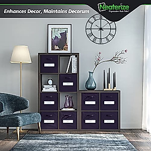 13x13 Large Storage Cubes (Set of 9). Fabric Storage Bins with Label Window | Cube Storage Bins for Home and Office | Foldable Cube Baskets For Shelf | Closet Organizers and Storage Box (Navy)