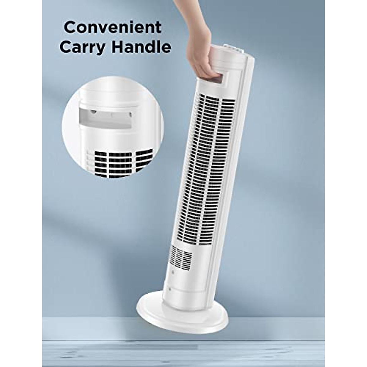 PELONIS 30 Inch Oscillating Tower Fan with 3 Speed Settings and Auto-off Timer, Standing Fan PFT28A2BWW, White
