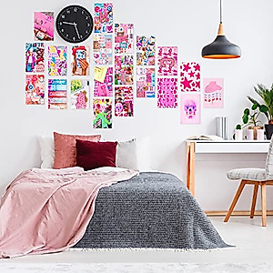 MeleBase Preppy Room Decor Aesthetic Preppy Wall Decor Preppy Posters 8*10in & 4*6in Preppy Wall Collage Kit 110Pcs Trendy Room Decor Preppy Stickers Preppy Pictures (Hot pink)…