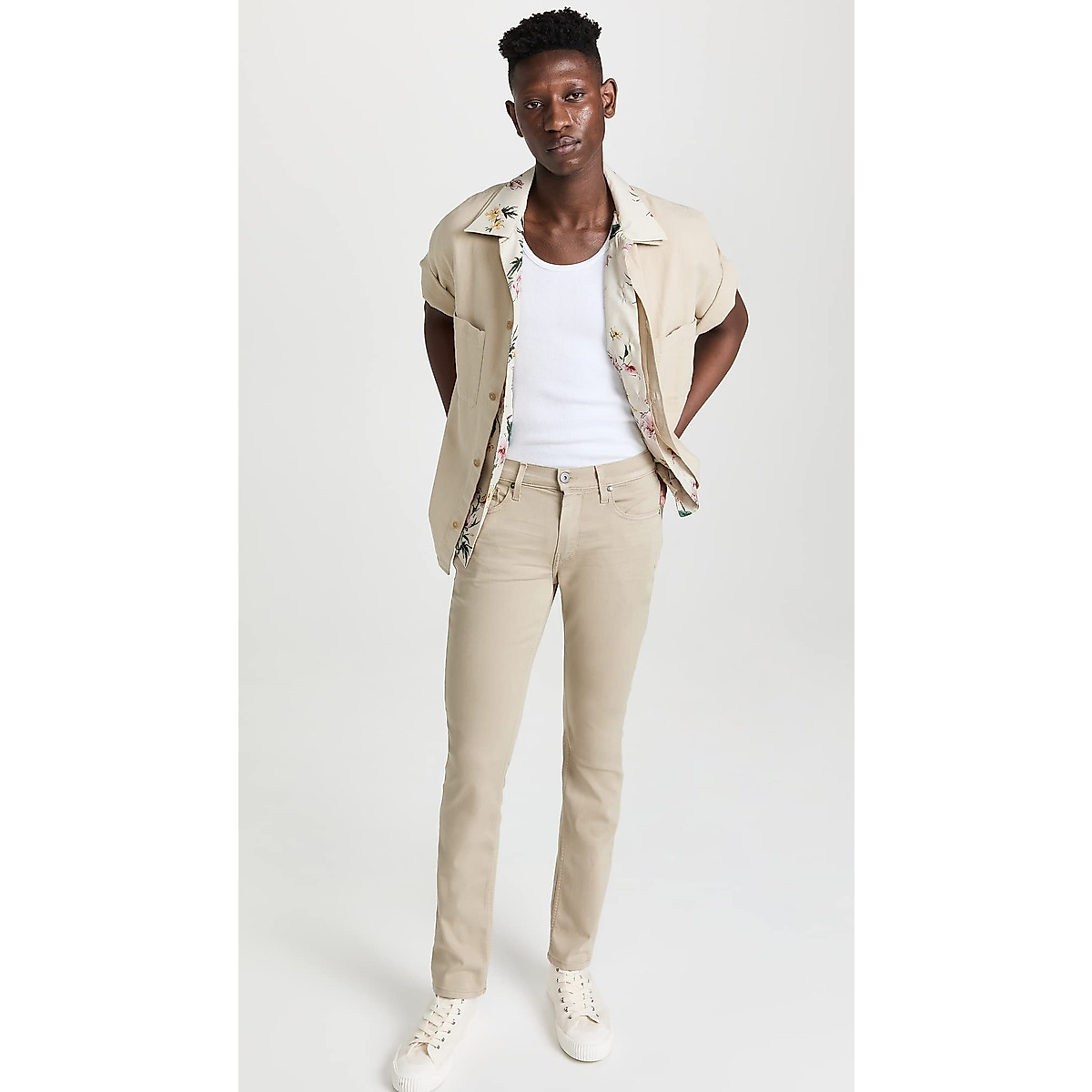 PAIGE Men's Federal Transcend Slim Straight Jeans, Toasted Almond, Tan, 36