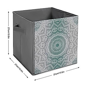 Mandela Pattern Foldable Storage Bins Printd Fabric Cube Baskets Boxes with Handles for Clothes Toys, 11x11x11