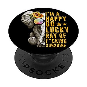 Sunshine Sunflower Positive Quote Elephant Gift Women Girl PopSockets PopGrip: Swappable Grip for Phones & Tablets
