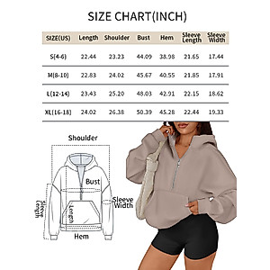 Trendy Queen Womens Hoodies Quarter Half Zip Pullover Oversized Sweatshirts Half With Pockets Fall Clothes GreyM