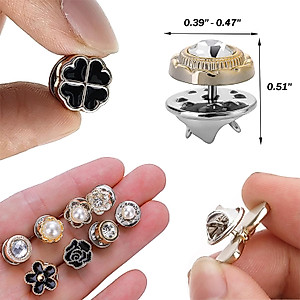 100 Sets Pearl Brooch Buttons, No Sew Instant Removable Reusable Cover Up Buttons Pins, Rhinestone Brooch Pins for Women Fashion, Replacement Safety Button For Clothing Shirt Dress Sweaters Coat Shawl