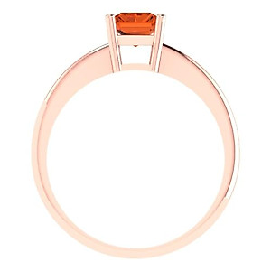 Clara Pucci 1.0 ct Radiant Cut Solitaire Red Simulated Diamond Wedding Bridal Designer Anniversary Engagement Ring Real 14k Rose Gold