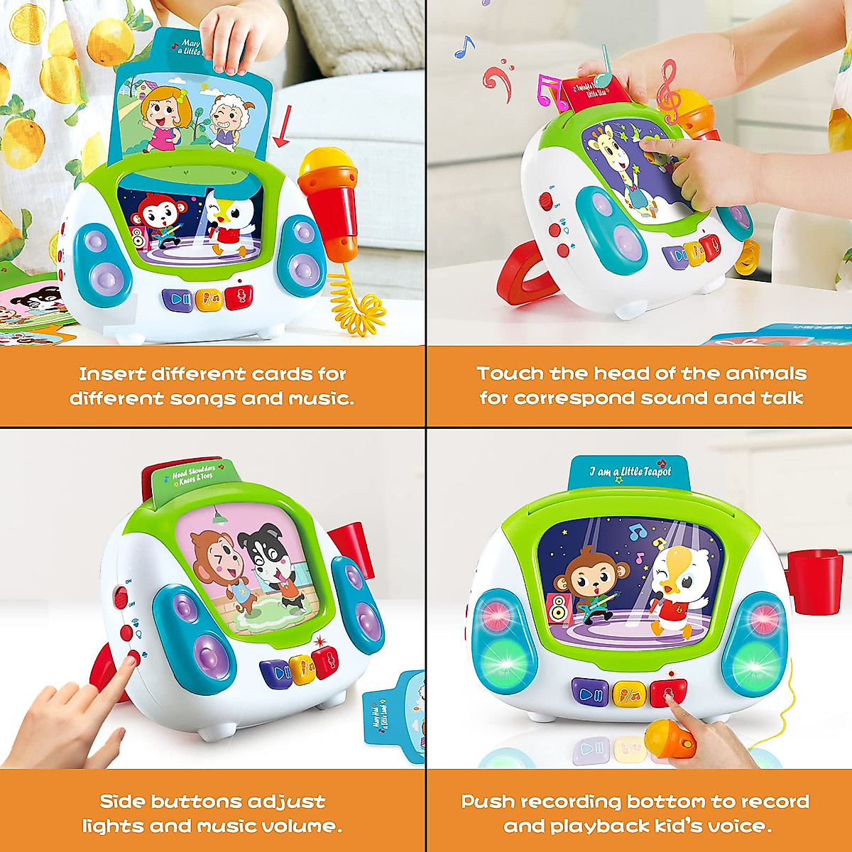 HISTOYE Musical Toys for Toddlers Karaoke Machine Kid Jukebox Toddler Karaoke Microphone Toy Music Player with Recording Voice Changing Singing Toys Age 1 2 3 4 5 Year Old Girls Boy Best Gifts