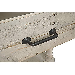 Signature Design by Ashley Shawnalore Farmhouse Solid Pine Wood End Table, Weatherworn White Finish