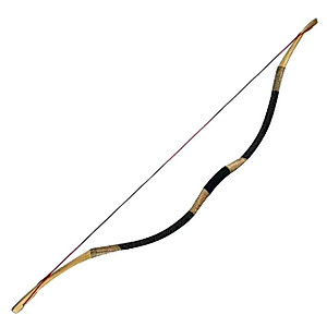 TOPARCHERY Traditional Handmade Longbow Horsebow Recurve Bow and Arrow Set Archery Hungarian Style Horsebow with Wooden Arrows for Outdoor Training 30-50 lbs (50)