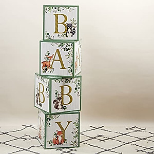 Kate Aspen (Set of 4) Woodland, 4 Count (Pack of 1), Baby Boxes with Letters For Baby Shower Decoration