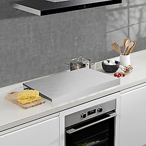 Stainless Steel Stove Top Cover: Noodle Board | Range Burner Cover | Metal Cooktop Cover for Gas Electric Stove - 30"x 22"x2.5"