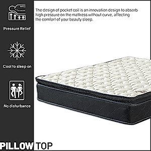 Continental Sleep 9-Inch Foam Encased Pillowtop Pocketed Coil Innerspring Fully Assembled Mattress, Good for The Back, King, White
