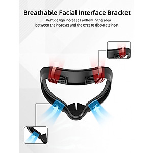NIUVR Face Fitness Vent Interface Compatible with Oculus Quest 2 VR Headset Accessories, Removable PU Mask Foam Facial Pad/Lens Cover Protector/Breath Bracket Compatible with Quest2 Glasses Spacer