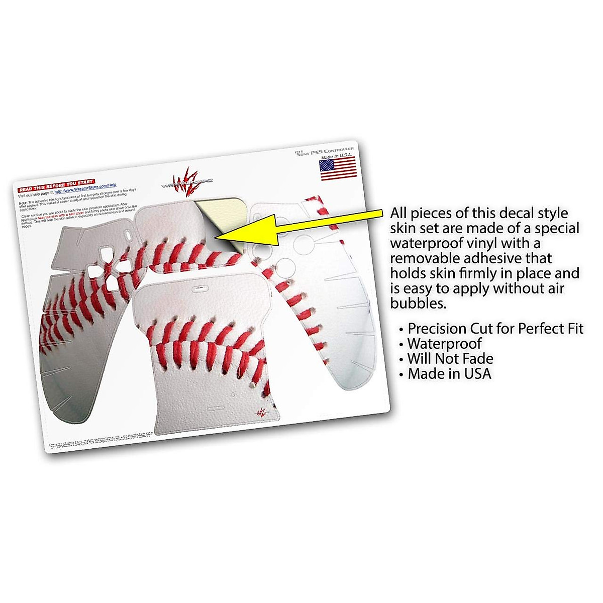 WraptorSkinz Skin Wrap Compatible with Sony PS5 DualSense Controller Baseball (Controller NOT Included)