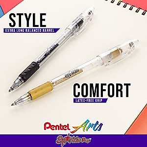 Pentel Sparkle Pop Metallic Gel Pen, (1.0mm) Bold Line, Black/Red Ink - K91-DA