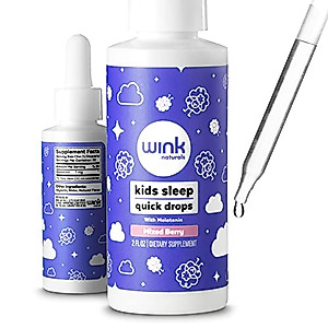Wink Well Kids Liquid Melatonin Drops, Natural Baby Melatonin Sleep Drops for Infants with 1mg Per Serving of Liquid Melatonin for Kids (1 Pack)