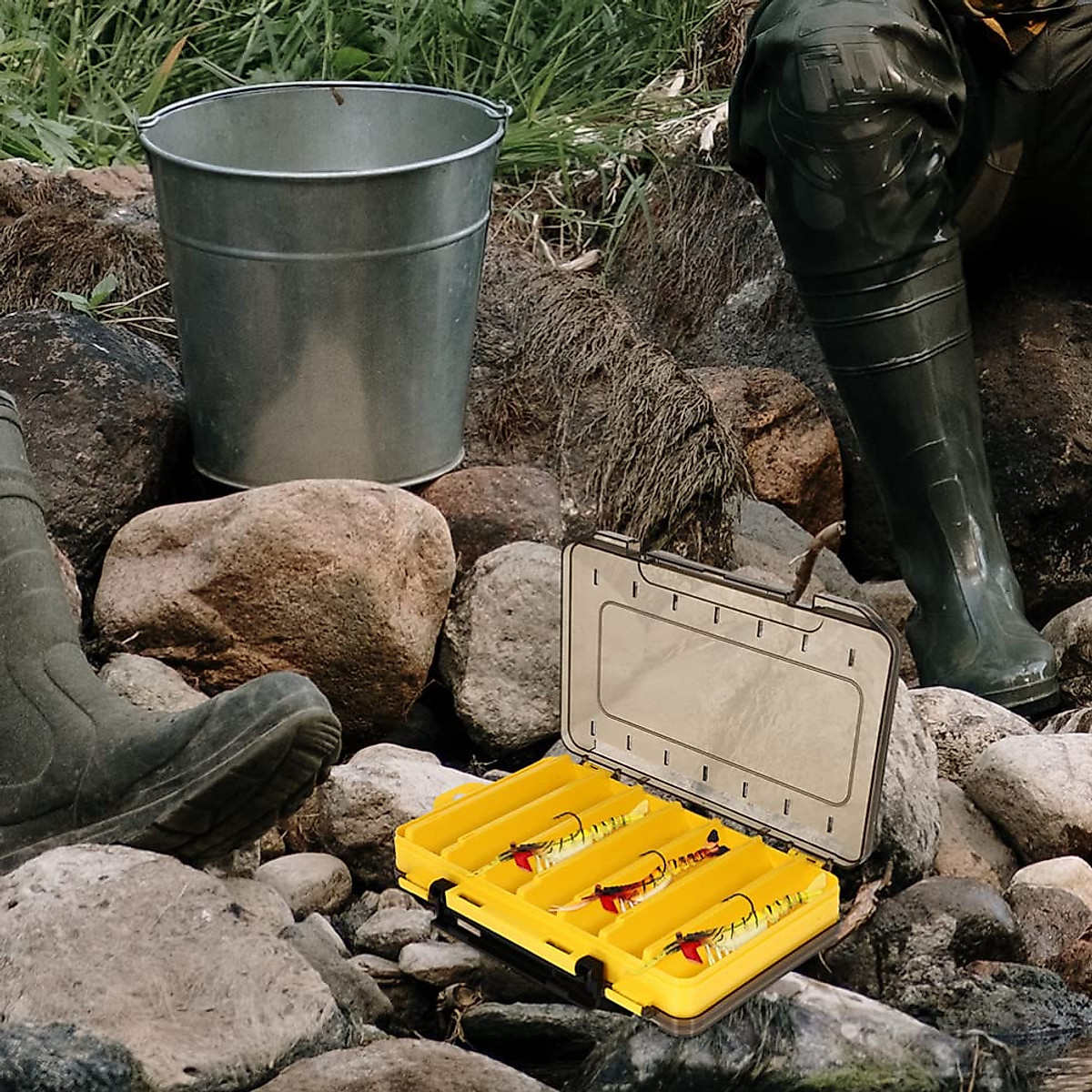 BESPORTBLE 2 Pcs Fishing Tackle Box Fishing Lure Box Compartments Fishing Tackle Tray Fishing Bait Storage Case Jewelry Making Findings Container Organizer