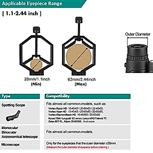 Vankey Big Cellphone Telescope Adapter Mount, Universal Smartphone Mount for Spotting Scope, Telescope, Microscope, Monocular, Binocular - Fits iPhone, Samsung, LG and More (Bluesky V1-L)