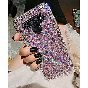 Accgoal for LG Stylo 6 Glitter Sparkle Bling Case for Girly Women,Rhinestone Bumper Protective Cover for LG Stylo 6 (Pink)