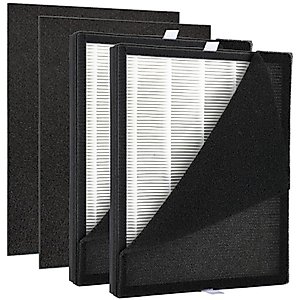 KJ190L Replacement Filter for MO-OKA KJ190L Air Purifier, 3 Stage Filter, 2 Pack H13 True Hepa with Activated Carbon and 4 Pack Washable Pre-Filter