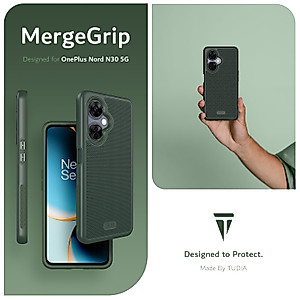 TUDIA DualShield Merge Grip Phone Case for OnePlus Nord N30 5G 2023 - Dual Layer, Shockproof, Military Grade, Slim, Non-Slip Heavy Duty Protective Phone Case - Protector Phone Cover - Pine Green