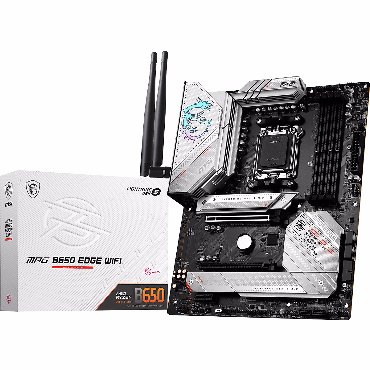 MSI MPG B650 Edge WiFi Gaming Motherboard (AMD Ryzen 9000/8000/7000 Series Processors, AM5, ATX, DDR5, PCIe 4.0, M.2, SATA 6Gb/s, USB 3.2 Gen 2, HDMI/DP, Wi-Fi 6E, Bluetooth 5.3, ATX)