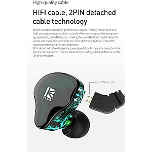 H HIFIHEAR KBEAR KS2 in Ear Monitors Earbuds, 1BA 1DD Stereo in Ear Earphones, HiFi IEM Headphone Headset Noise Cancelling Hybrid Earphone with Removable Cable for Running Walking (with mic, KS2 Cyan)