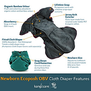 Kanga Care Ecoposh OBV Newborn Baby All in One AIO Fitted Cloth Diaper for Heavy Wetter and Nighttime Organic Bamboo Velour | Saffron (Yellow) 4-12 lbs