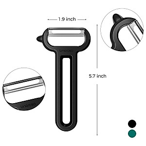 Linoroso Swivel Vegetable Y-Peeler, Classic Euro Peeler Potato Peelers Kitchen, Japanese Stainless Steel Veggie Peeler with Comfortable Handle, Dishwasher Safe Kitchen Food Peelers for Peeling,Black