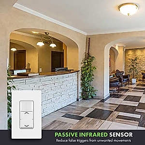 TOPGREENER Motion Sensor Light Switch Dimmer, Electronic Dimmer with PIR Motion Sensor, Occupancy & Vacancy Modes, 150W LED/CFL, Single-Pole, UL Listed, TDODS5-120, White