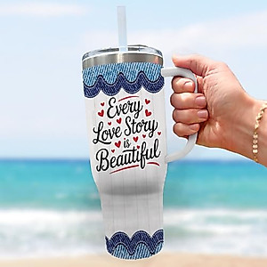 Custom 40oz Tumbler with Handle – wedding rehearsal dinner-Personalized Couple Gift for Anniversary Wedding Gift, Birthday, Mother's Day, Valentine’s Day J1cNzE