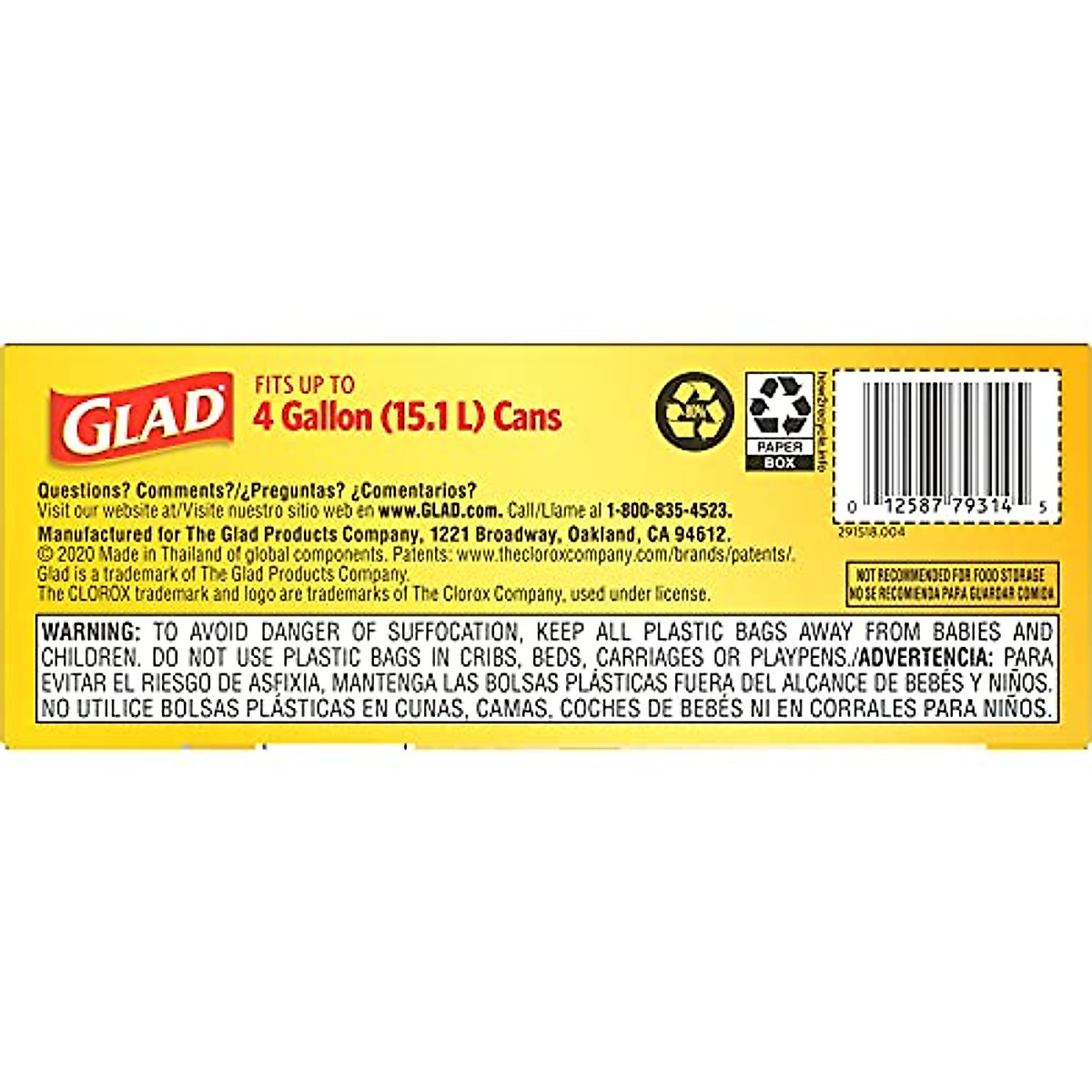 Glad Small Drawstring Trash Bags with Clorox, 4 Gallon Grey Trash Bags, Lemon Fresh Bleach Scent, 34 Count (Package May Vary)