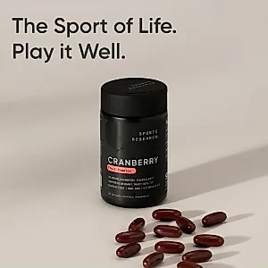 Sports Research Cranberry Fruit Complex Supplement - Softgels for Urinary Tract Health Support - Equal to 25,000mg of Cranberries, Made with Pacran & Vitamins C & E - Non-GMO & Gluten Free - 90 Count
