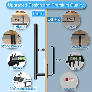 Paper Towel Holder 2 Pack, Under Cabinet Paper Towel Holder Wall Mount, Self Adhesive or Drilling Kitchen Towel Holder, SUS304 Stainless Steel Paper Towel Holder for Kitchen Bathroom RV Blcak
