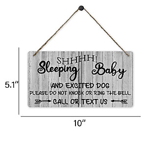 Baby Sleeping Sign Plaque Decor for Front Door - Please Do Not Disturb Sign - Signs Decor for Baby Room, Nursery, Home Bedroom -New Mom Gift, Baby Shower