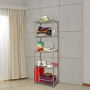 JEROAL 5-Tier Wire Shelving Unit, Multipurpose Standing Storage Shelves Metal Display Rack for Pantry Laundry Bathroom Kitchen Garage Closet Organization,350LbS Capacity,13.8" D×21" W×61" H,Gray