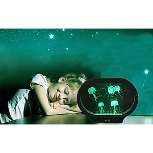 Lightahead Realistic LED Jellyfish Lava Mood Lamp Oval Design with Vibrant Color Changing Light Effects. A Sensory Flourescent Jelly Fish Aquarium Tank