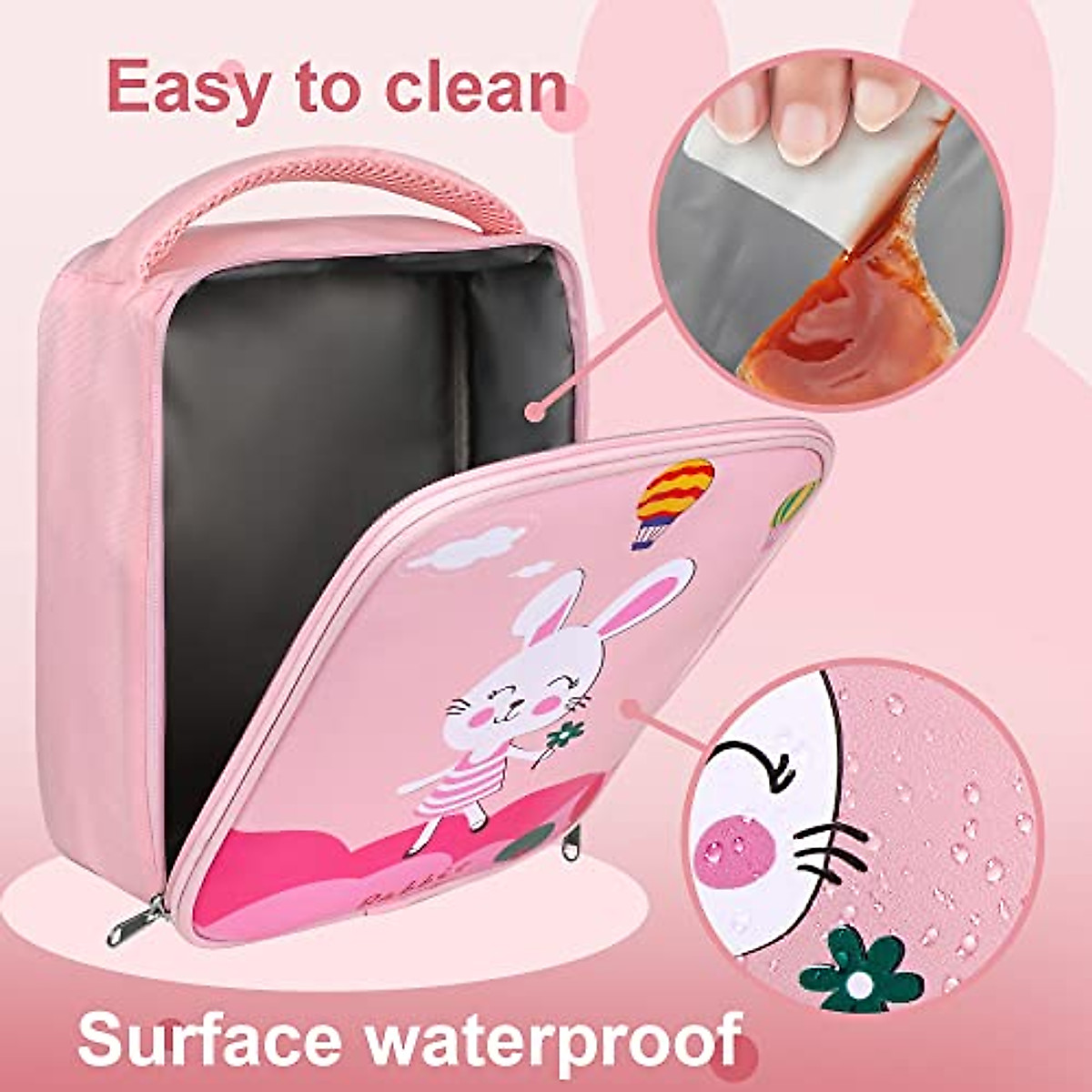 Spoilu lunch Box for Kids, School Insulated Lunch Bags for Boys and Girls - Double Insulated, Durable, Water-Resistant Fabric, Rabbit