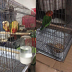 QBLEEV Bird Feeder Cups for Cage, Bird Water Bottles Parrots Food Dish, No-Mess Cockatiel Food Bowls, Seed Food Container for Small Birds Lovebirds Canaries Finches -2 Pack(Bird Cage Not Include)